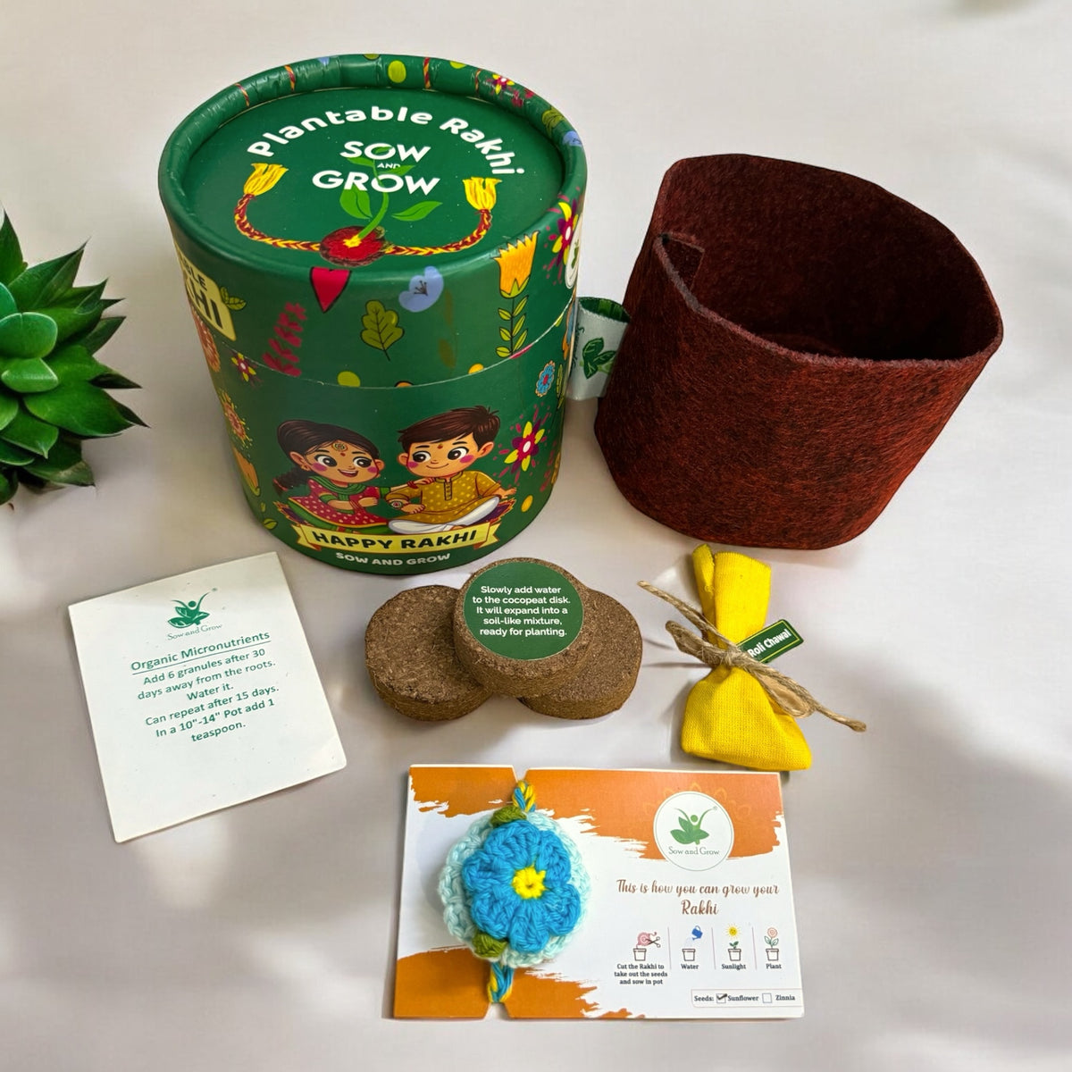 Premium Plantable Flower Crochet Rakhi with Sunflower Seeds | Colour B ...
