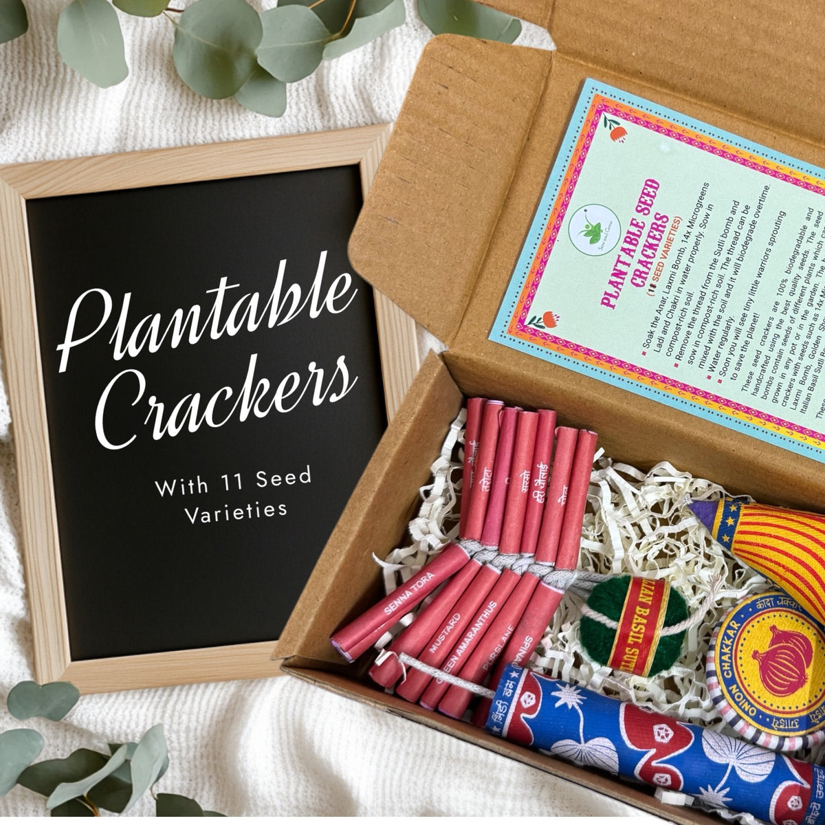 DIWALI SPECIAL: Plantable Seed Crackers: Set of 5 with 11 varieties of ...