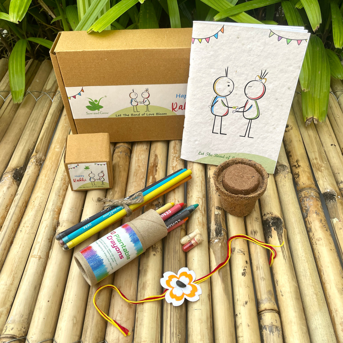 Plantable Rakhi Gift Box: Seed Paper Rakhi with Sunflower and Basil Se ...