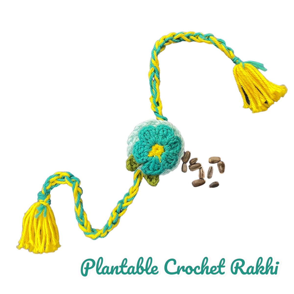 Premium Plantable Flower Crochet Rakhi with Sunflower Seeds | Colour B ...
